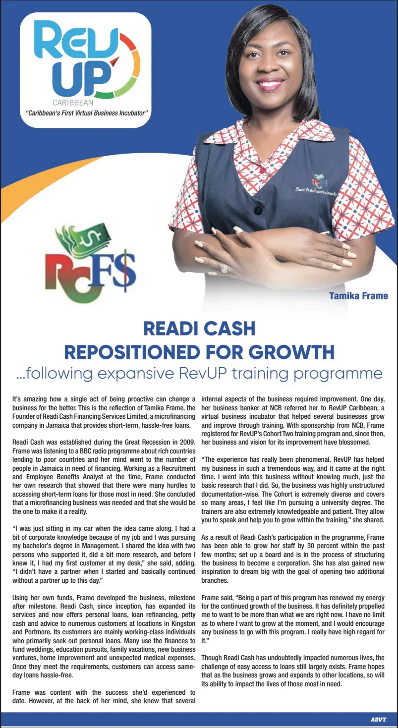 READI CASH REPOSITION­ED FOR GROWTH … following expansive RevUP training programme - PressReader