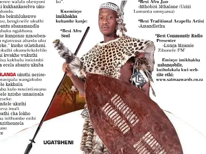 UBONGE ABAMESEKIL­E ENQOBA EMUNXENI OMKHULU KUMA-SATMA - PressReader
