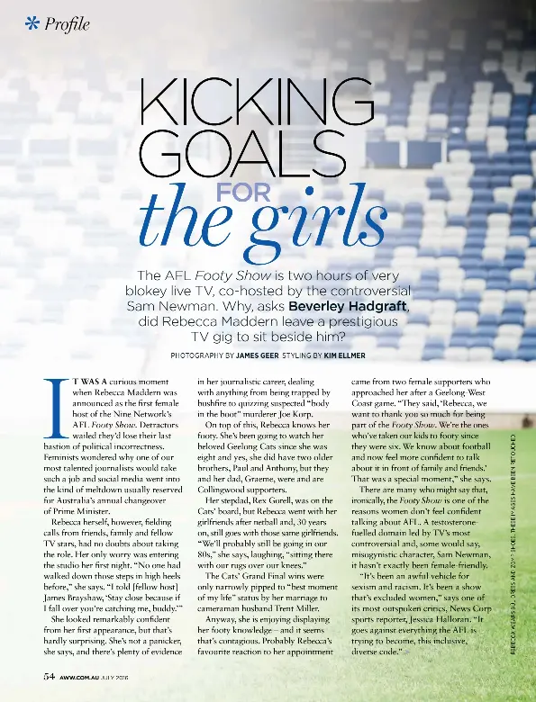 Kicking goals for the girls: the Footy Show’s Rebecca Maddern - PressReader