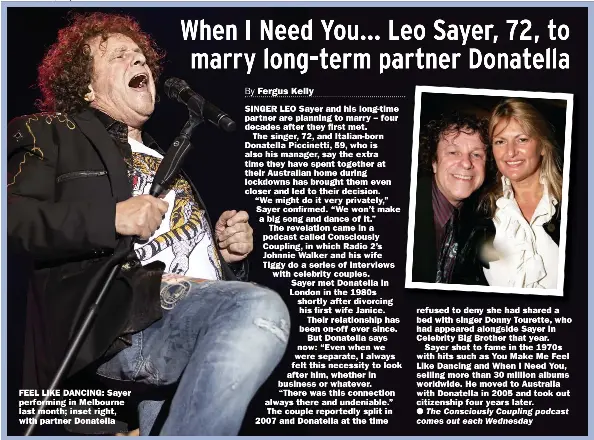 When I Need You... Leo Sayer, 72, to marry long-term partner Donatella ...