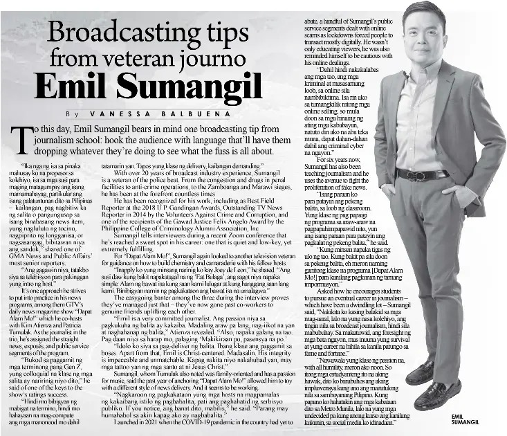 Broadcasti­ng tips from veteran journo Emil Sumangil - PressReader