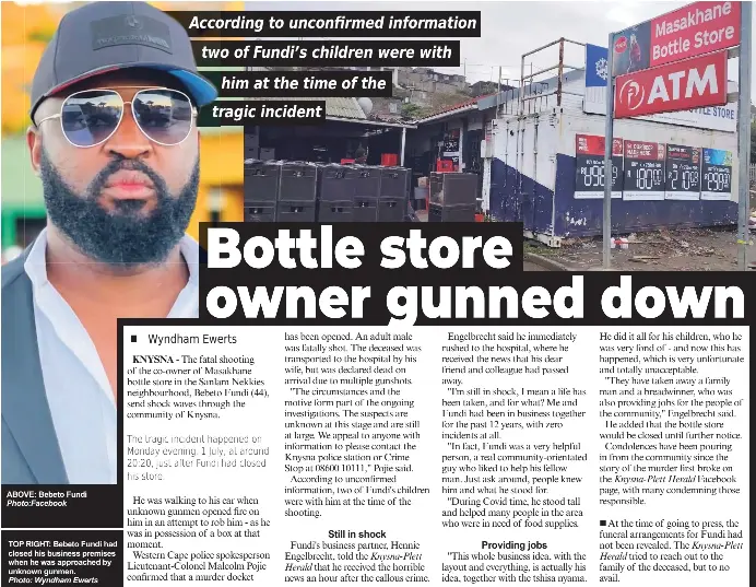 Bottle store owner gunned down - PressReader