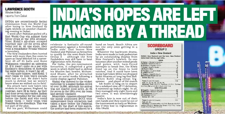 INDIA’S HOPES ARE LEFT HANGING BY A THREAD - PressReader