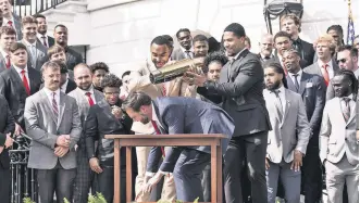 Vance drops Ohio State’s NCAA trophy as Buckeyes visit White House ...
