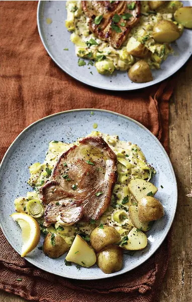 Pork chops with creamy leeks & new potatoes - PressReader