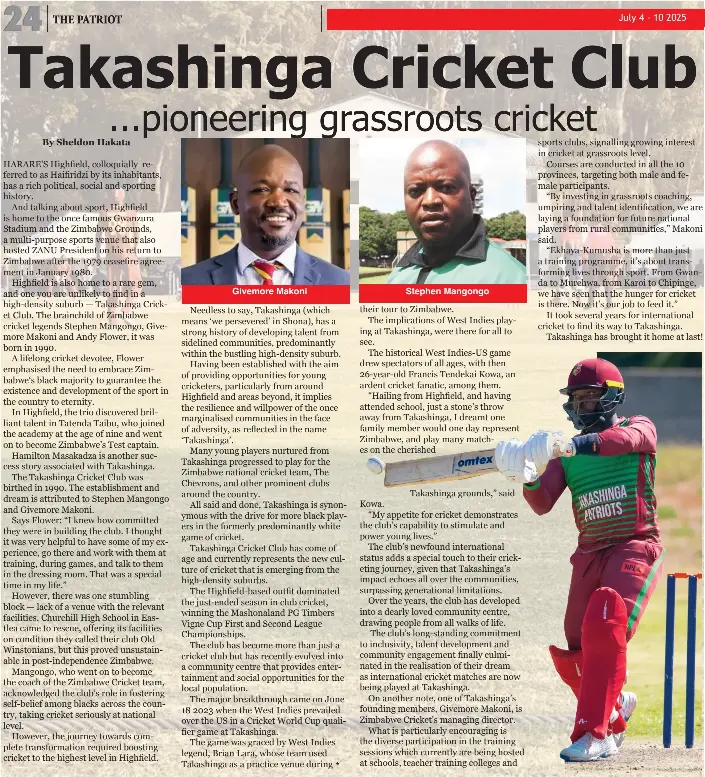 Takashinga Cricket Club - PressReader