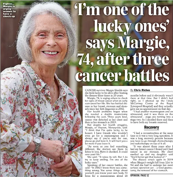 ‘I’m one of the lucky ones’ says Margie, 74, after three cancer battles ...