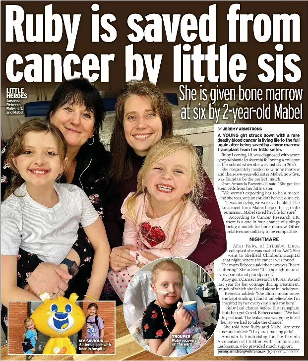 Ruby is saved from cancer by little sis - PressReader