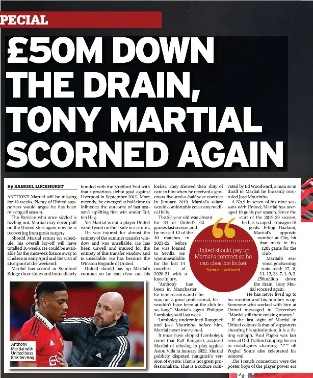 £50M DOWN THE DRAIN, TONY MARTIAL SCORNED AGAIN Vitek, 20, agrees loan deal to Stanley - PressReader