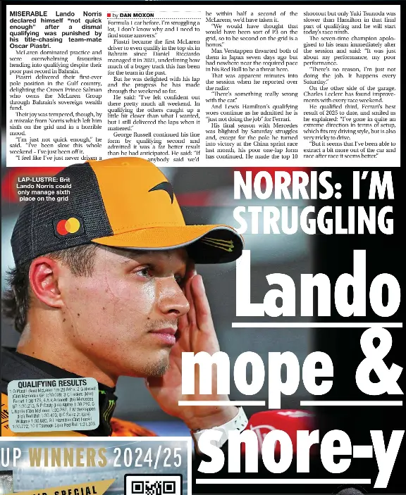 NORRIS: I’M STRUGGLING Lando mope & snore-y - PressReader