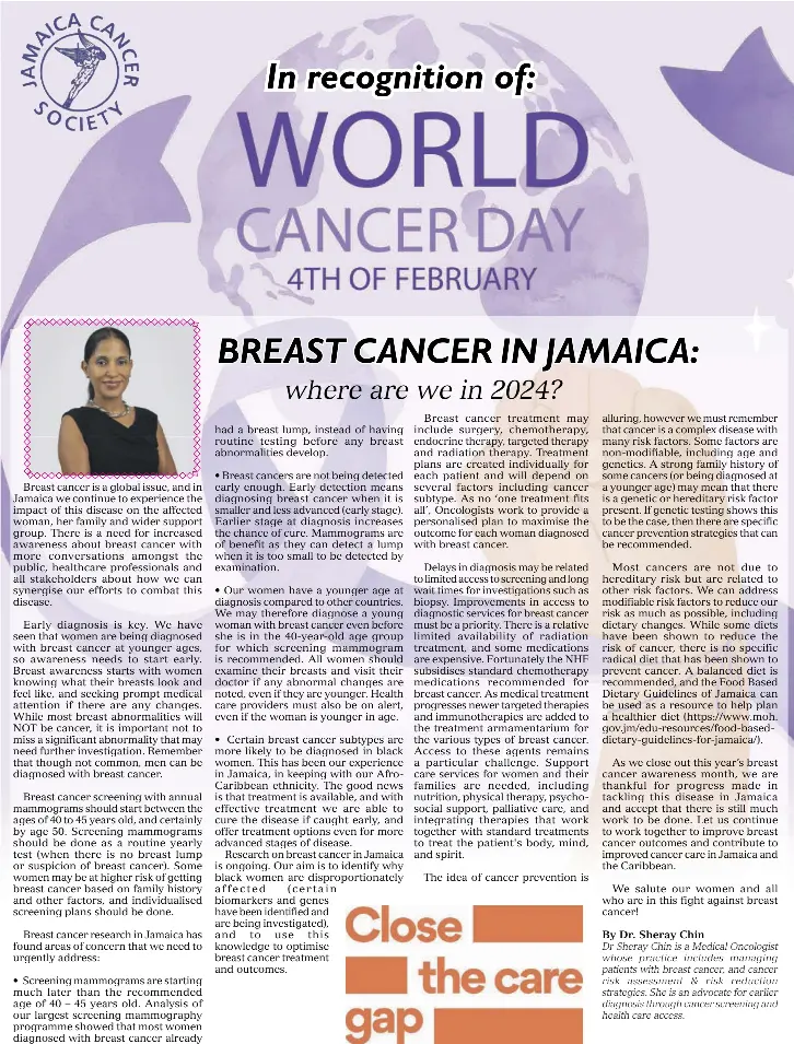 BREAST CANCER IN JAMAICA: where are we in 2024? - PressReader