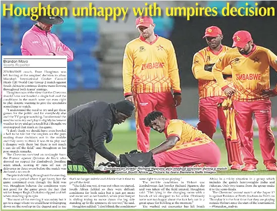 Houghton unhappy with umpires decision - PressReader