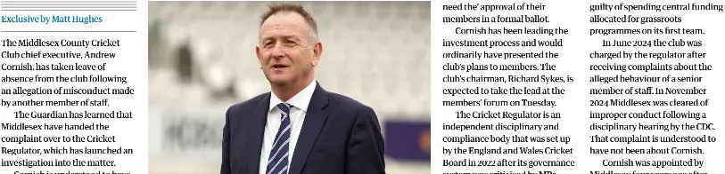 Middlesex CCC chief executive investigat­ed after complaint by staff ...