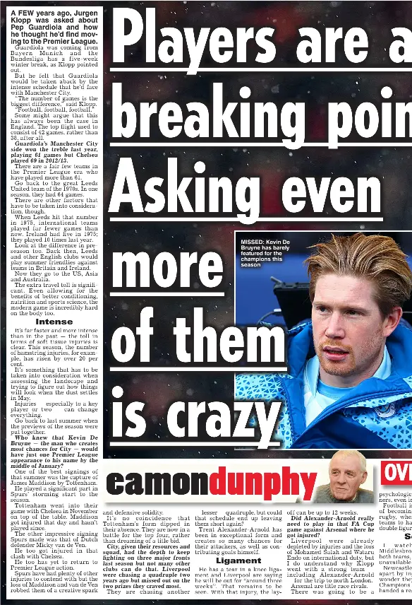 Players are a breaking poin Asking even more of them is crazy - PressReader