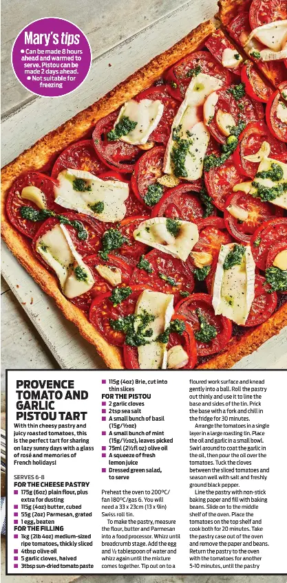 PROVENCE TOMATO AND GARLIC PISTOU TART - PressReader