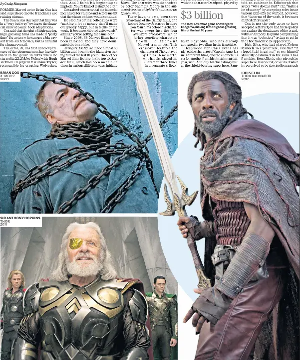 Marvel films ruining cinema, says Brian Cox - PressReader