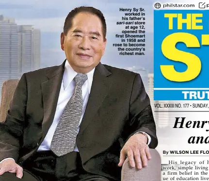 Henry Sy Sr., retail king and mall tycoon, 94 - PressReader