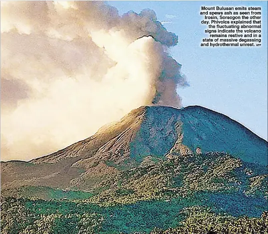 Bulusan steaming continues; 69 quakes recorded - PressReader