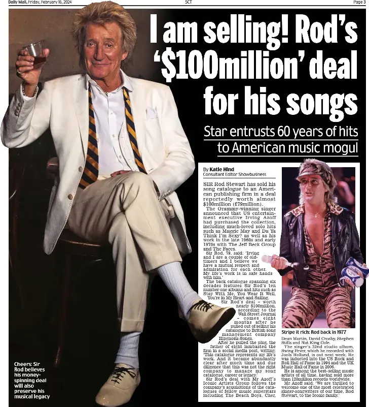I am selling! Rod’s ‘$100million’ deal for his songs - PressReader