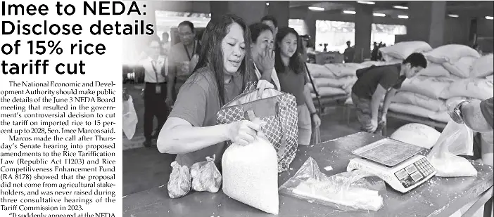 Imee to NEDA: Disclose details of 15% rice tariff cut - PressReader