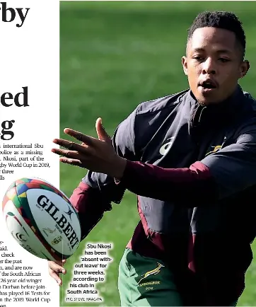 SA rugby union player reported missing - PressReader