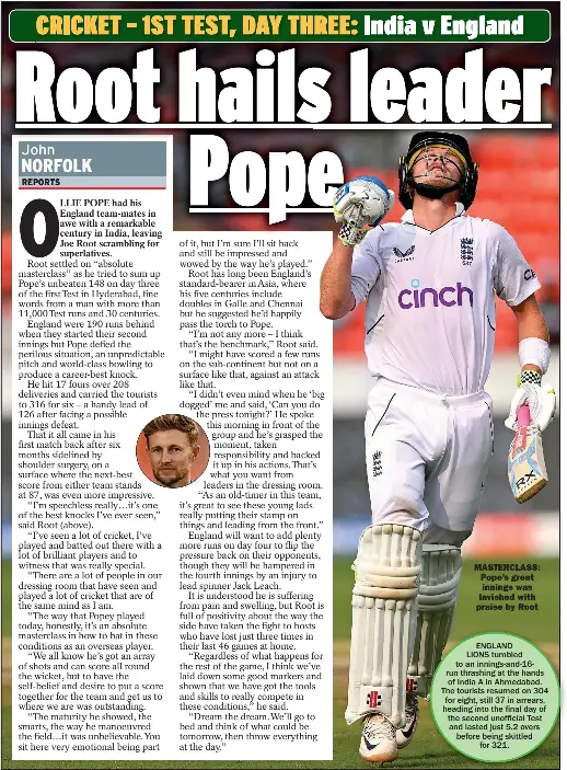 Root hails leader Pope - PressReader