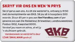 SKRYF VIR ONS EN WEN ’N PRYS - PressReader