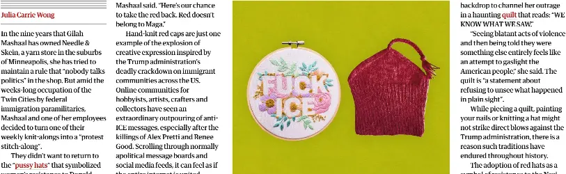 ‘Rage knitting’ against the machine: the hobbyists putting anti-ICE ...