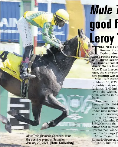 Mule Train comes good for trainer Leroy Tomlinson - PressReader