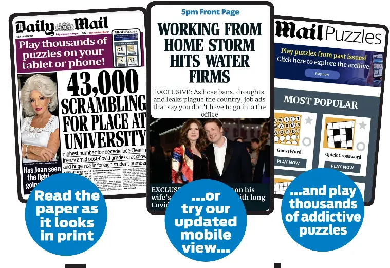 Try our amazing The Mail+ app for just £1 FOR 3 MONTHS - Daily Mail ...