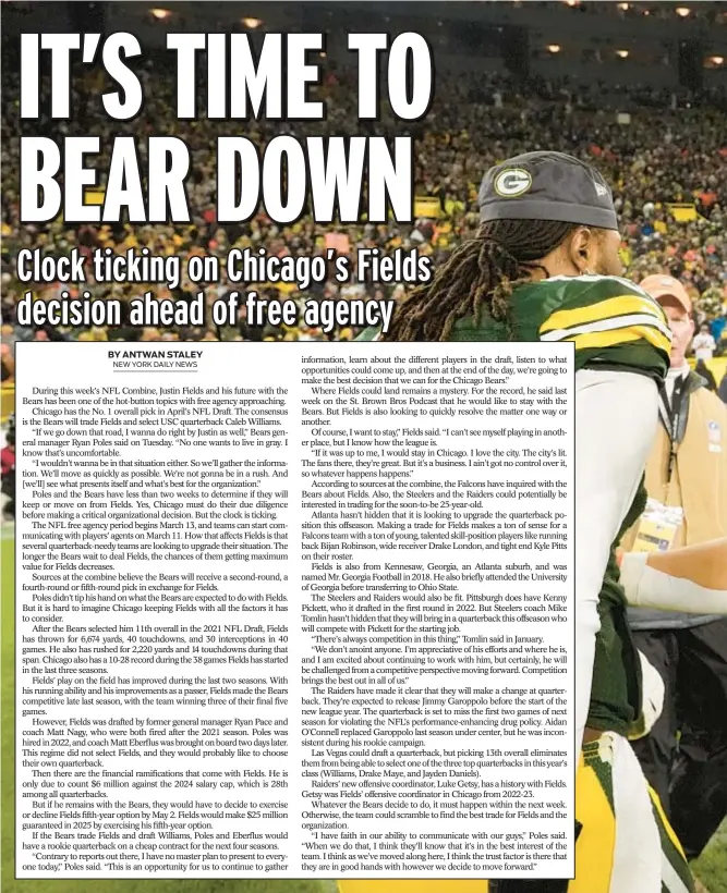 IT’S TIME TO BEAR DOWN Clock ticking on Chicago’s Fields decision ahead of free agency - PressReader