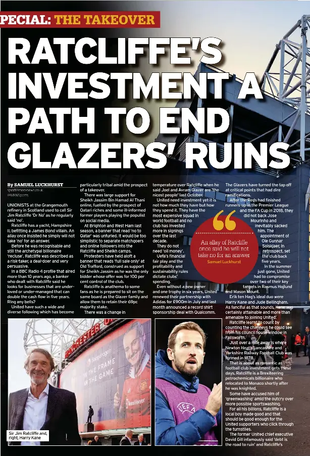 RATCLIFFE’S INVESTMENT A PATH TO END GLAZERS’ RUINS - PressReader