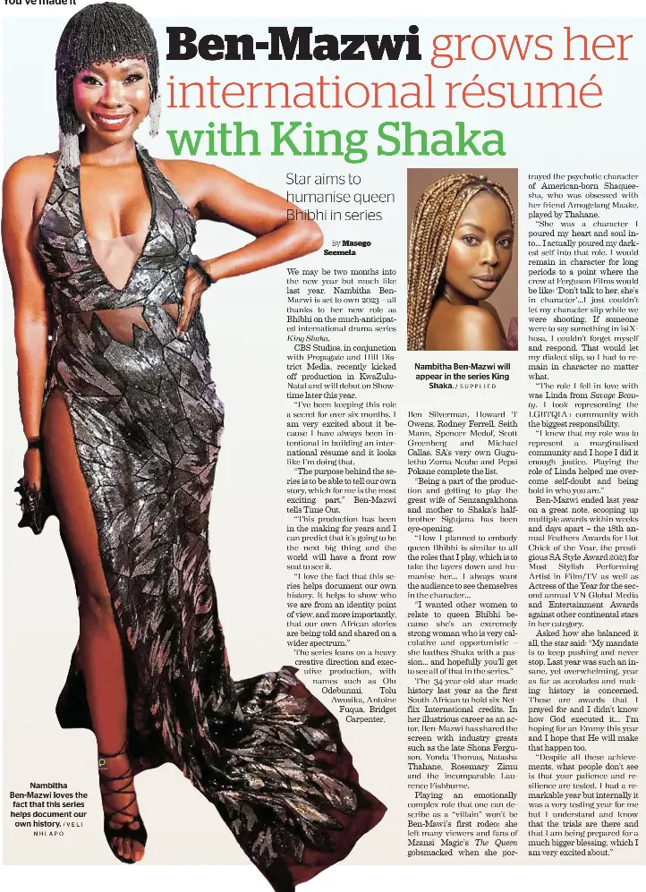 Ben-Mazwi grows her internatio­nal résumé with King Shaka - PressReader