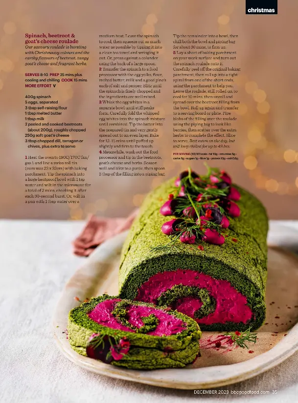 Spinach, beetroot & goat’s cheese roulade - PressReader