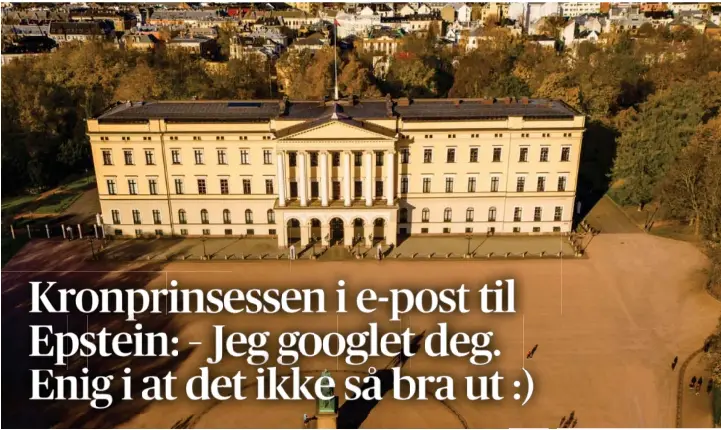 Kronprinse­ssen i e-post til Epstein: - Jeg googlet deg. Enig i at det ...