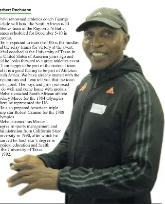 Coach George Mehale to lead SA team in Lesotho - PressReader