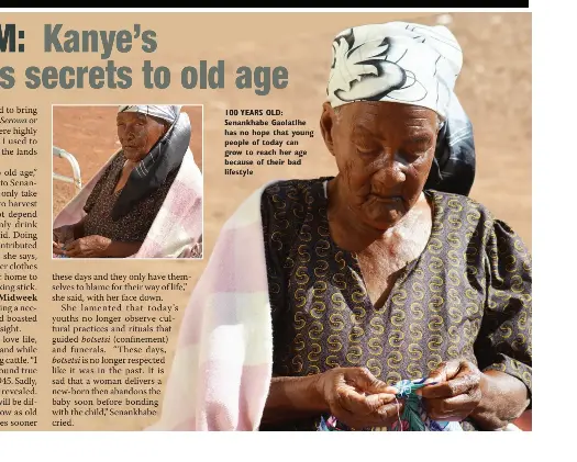 WORDS OF WISDOM: Kanye’s centenaria­n shares secrets to old age - PressReader