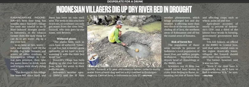 INDONESIAN VILLAGERS DIG UP DRY RIVER BED IN DROUGHT - PressReader