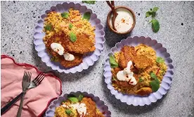 Gourd almighty! Alice Zaslavsky’s recipe for pumpkin fritters with spiced chickpea couscous ...