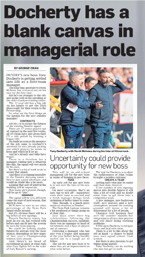 Docherty has a blank canvas in managerial role - PressReader