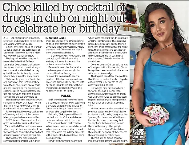 Chloe killed by cocktail of drugs in club on night out to celebrate her ...
