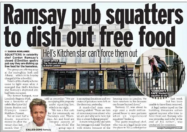 Ramsay pub squatters to dish out free food - PressReader