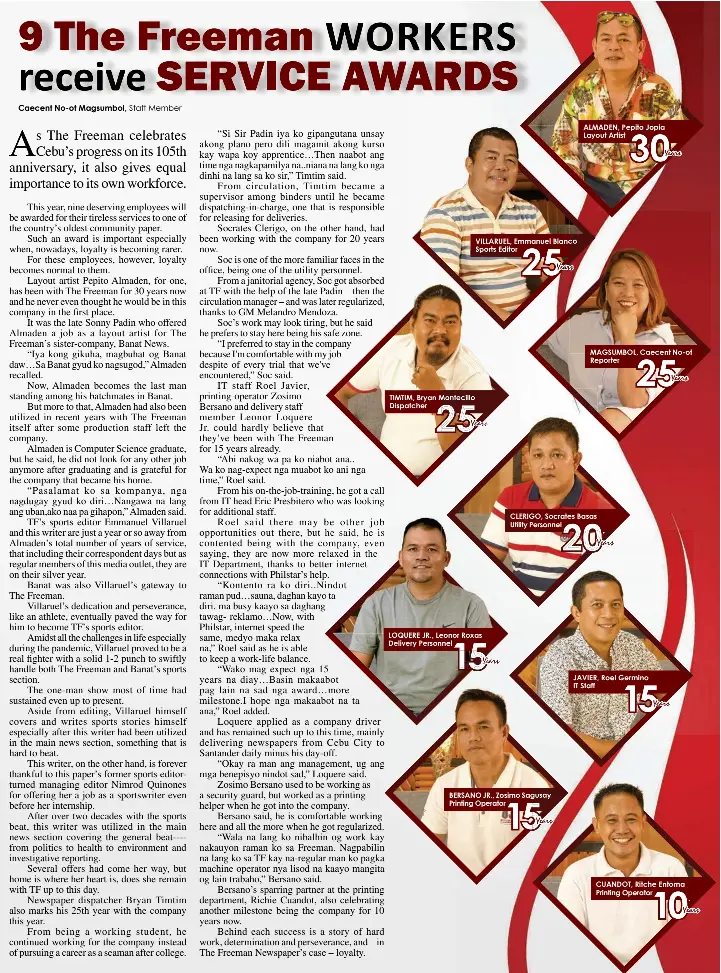 9 The Freeman WORKERS receive SERVICE AWARDS - PressReader