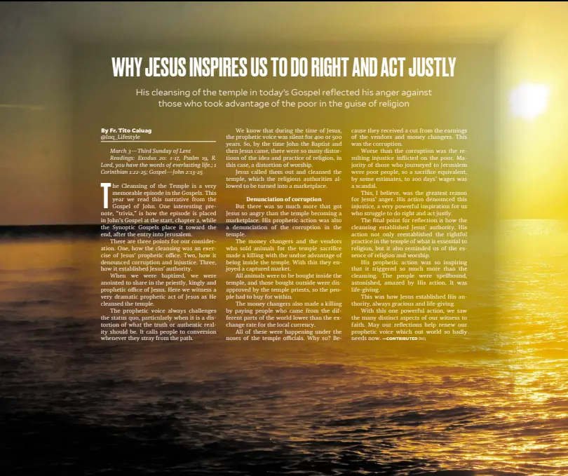 WHY JESUS INSPIRES US TO DO RIGHT AND ACT JUSTLY - PressReader