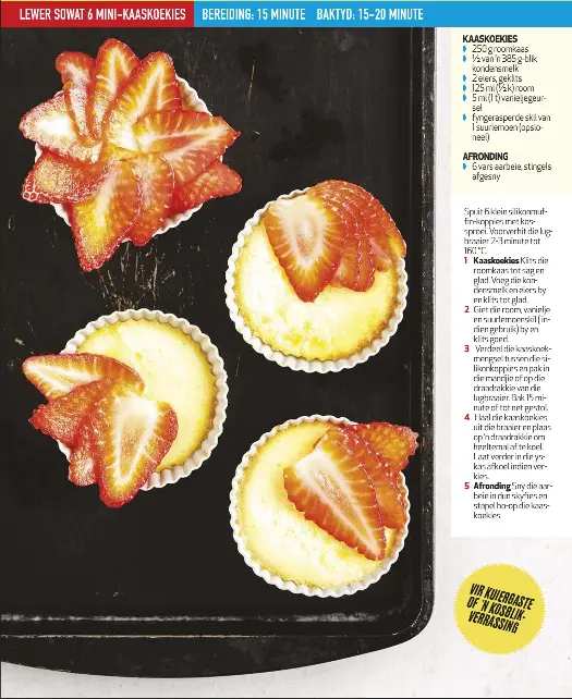 Korslose mini-kaaskoekie­s met vars aarbeie - PressReader