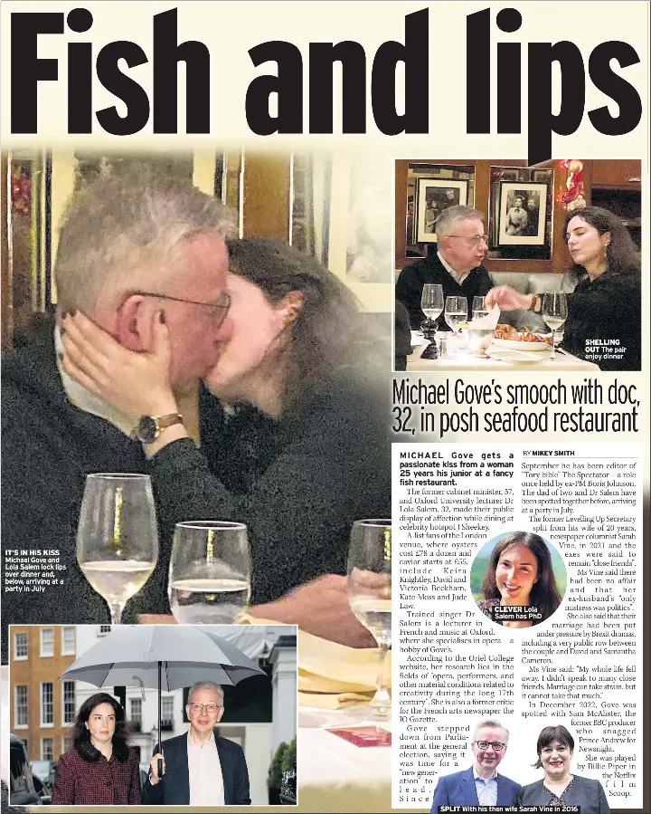 Michael Gove’s smooch with doc, 32, in posh seafood restaurant - PressReader