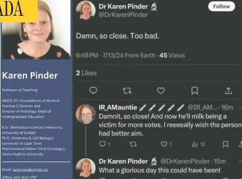 UBC INVESTIGAT­ING TWEET BY PROFESSOR AFTER TRUMP SHOOTING - PressReader