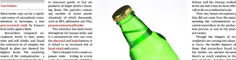 Metal bottle caps surprising’ source of microplast­ic contaminat­ion, study finds - PressReader