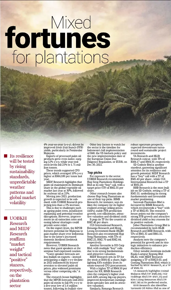 Mixed fortunes for plantation­s - PressReader