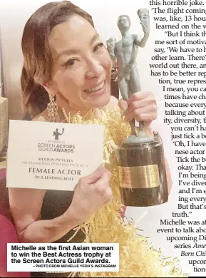 MICHELLE YEOH CEMENTS OSCAR FRONTRUNNE­R STATUS - PressReader
